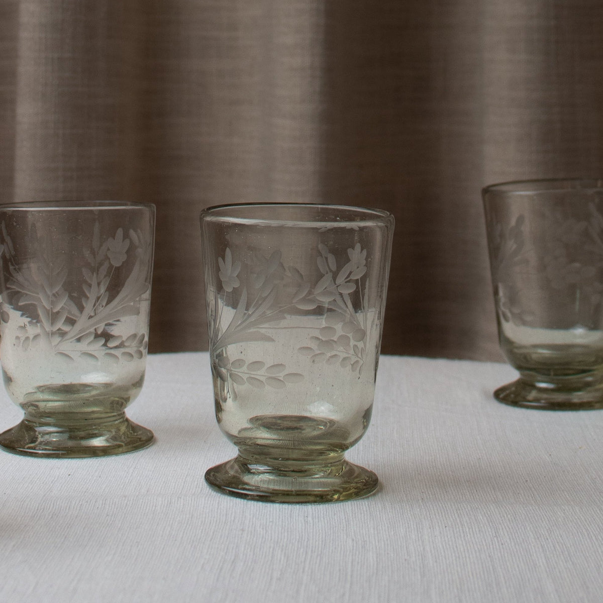 Hand-Etched Blown Footed Glasses – Ventana Home